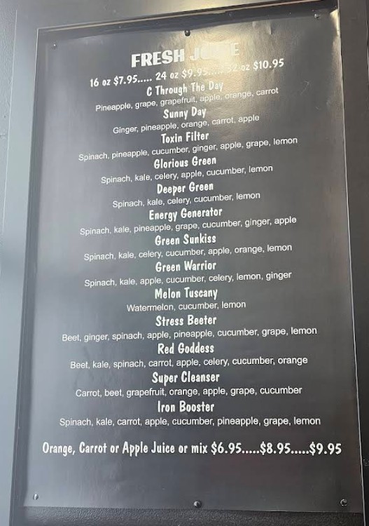 JUJUBAR Menu | Fresh Juices and Healthy Drinks in Riverside